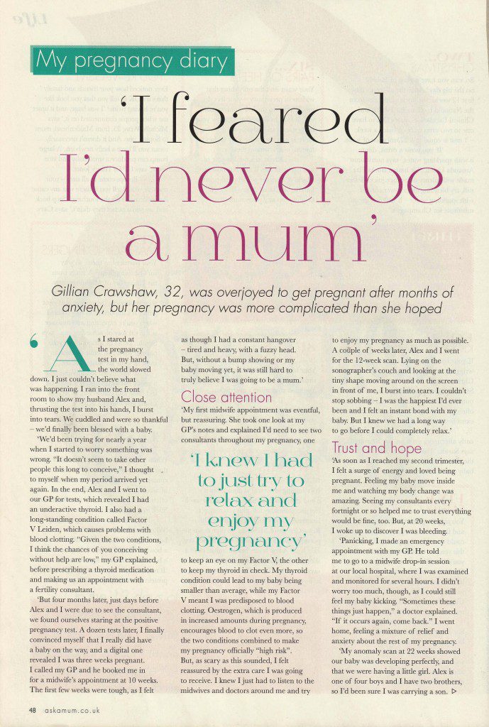 My pregnancy diary in Pregnancy & Birth magazine - A Baby on Board blog